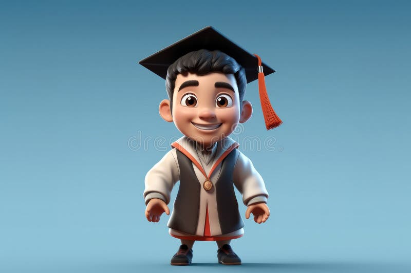 Cartoon, Happy Student Boy on Background, 3d Rendering Stock ...