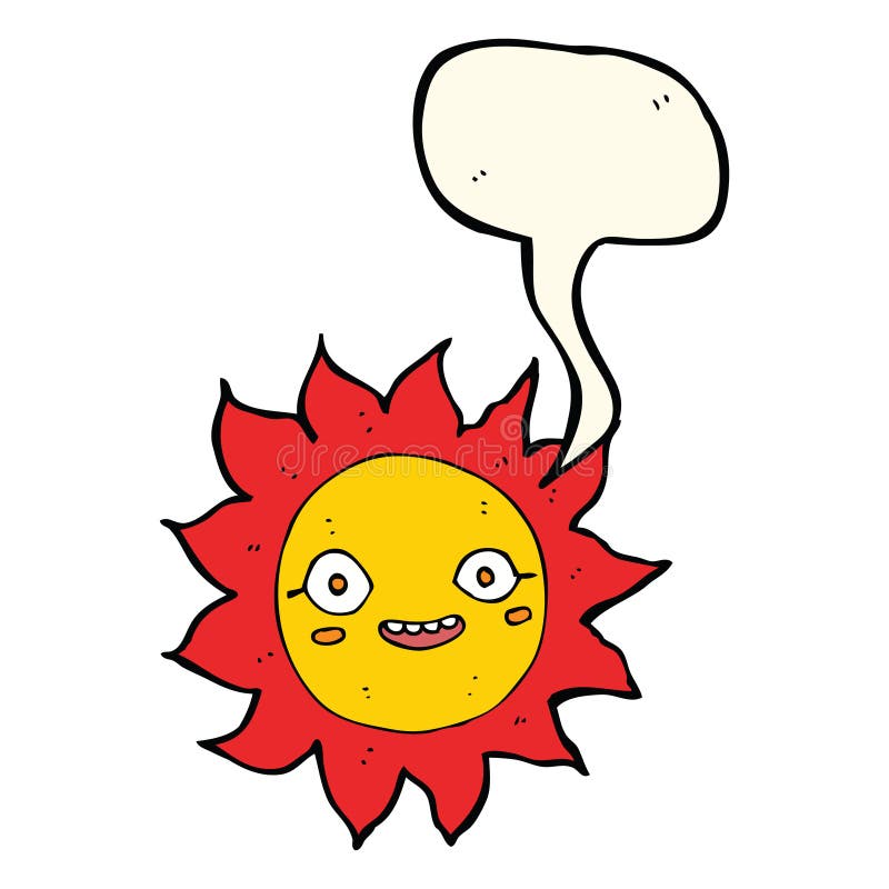 Cartoon Happy Sun with Speech Bubble Stock Illustration - Illustration ...