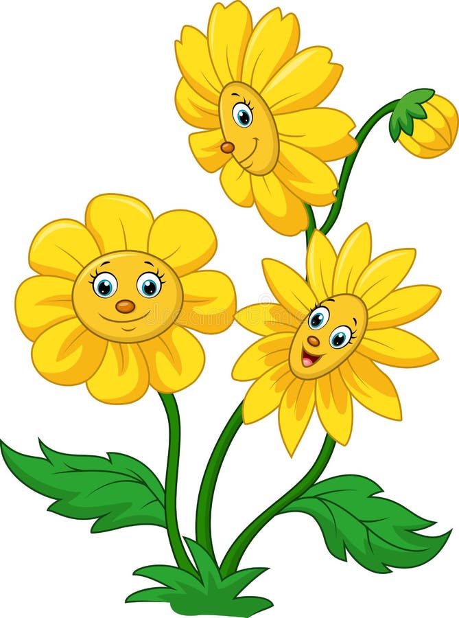 Spring Smiley Face Happy Flowers Stock Illustration - Illustration of ...