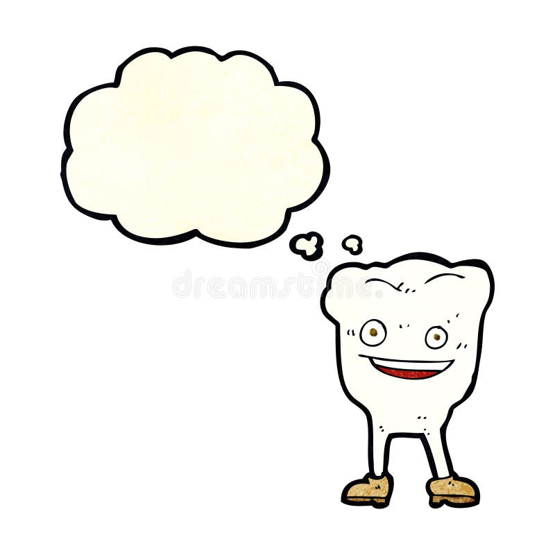 Cartoon Happy Tooth Character with Thought Bubble Stock Illustration ...