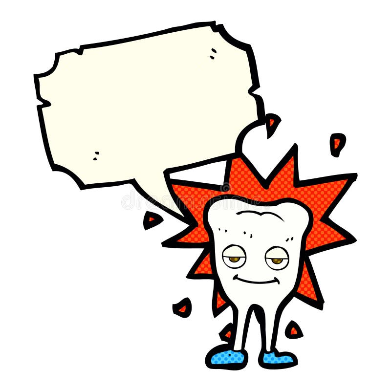 Cartoon Happy Tooth with Speech Bubble Stock Illustration ...