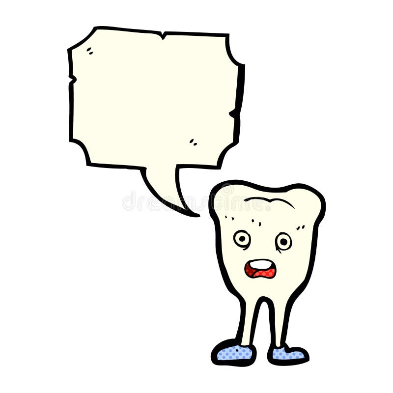 Cartoon Happy Tooth with Speech Bubble Stock Illustration ...