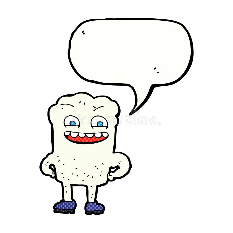 Cartoon Happy Tooth with Speech Bubble Stock Illustration ...