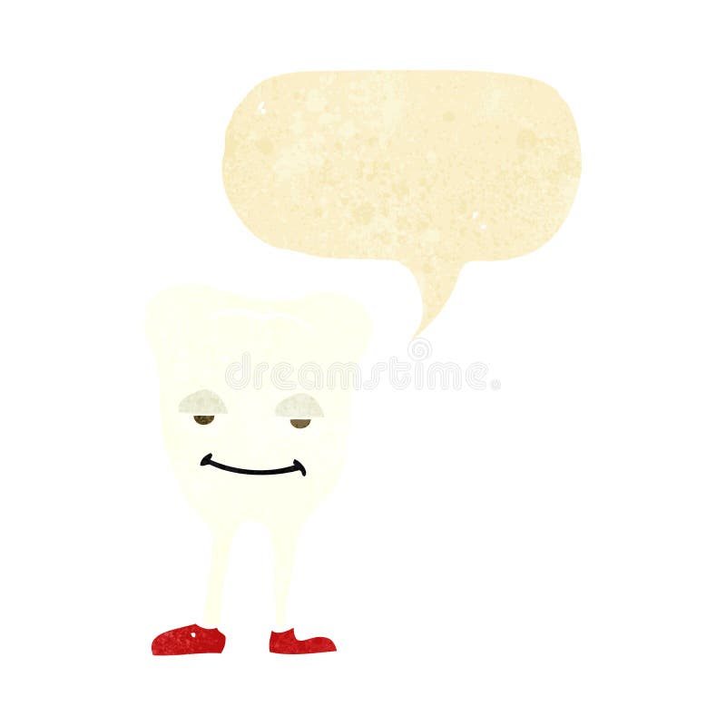 Cartoon Happy Tooth with Speech Bubble Stock Illustration ...
