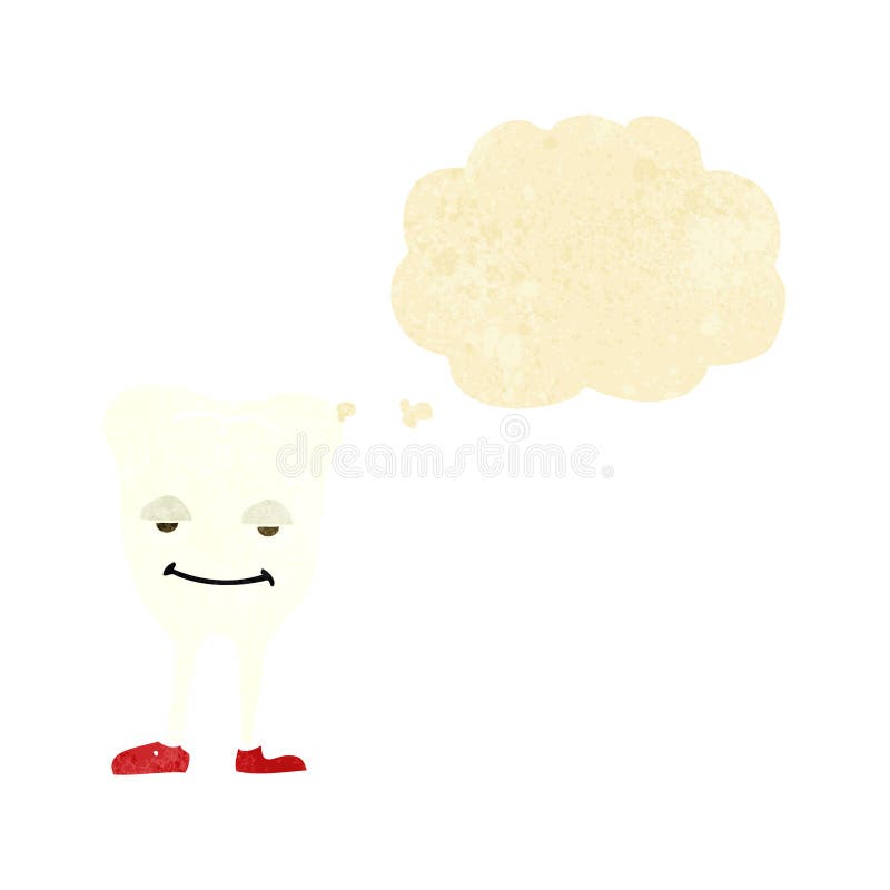 Cartoon Happy Tooth with Thought Bubble Stock Illustration ...