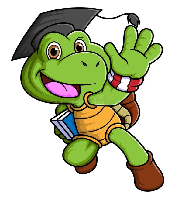 Cartoon Happy Turtle with Backpack and Book Stock Vector - Illustration ...