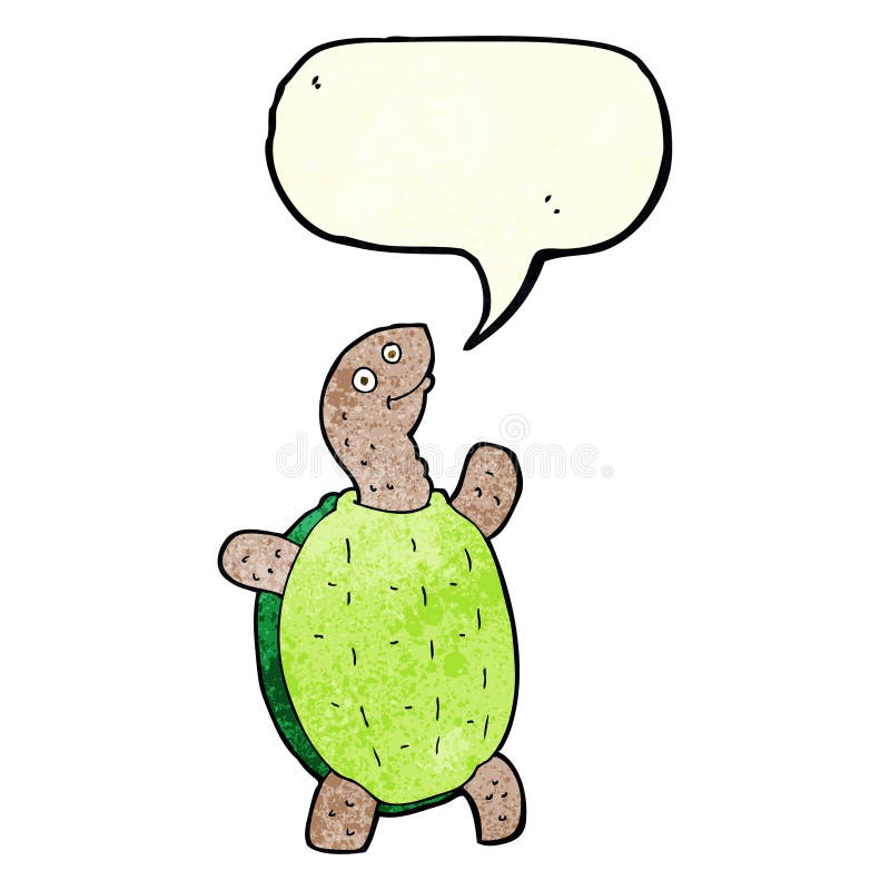 Cartoon Happy Turtle with Speech Bubble Stock Illustration ...