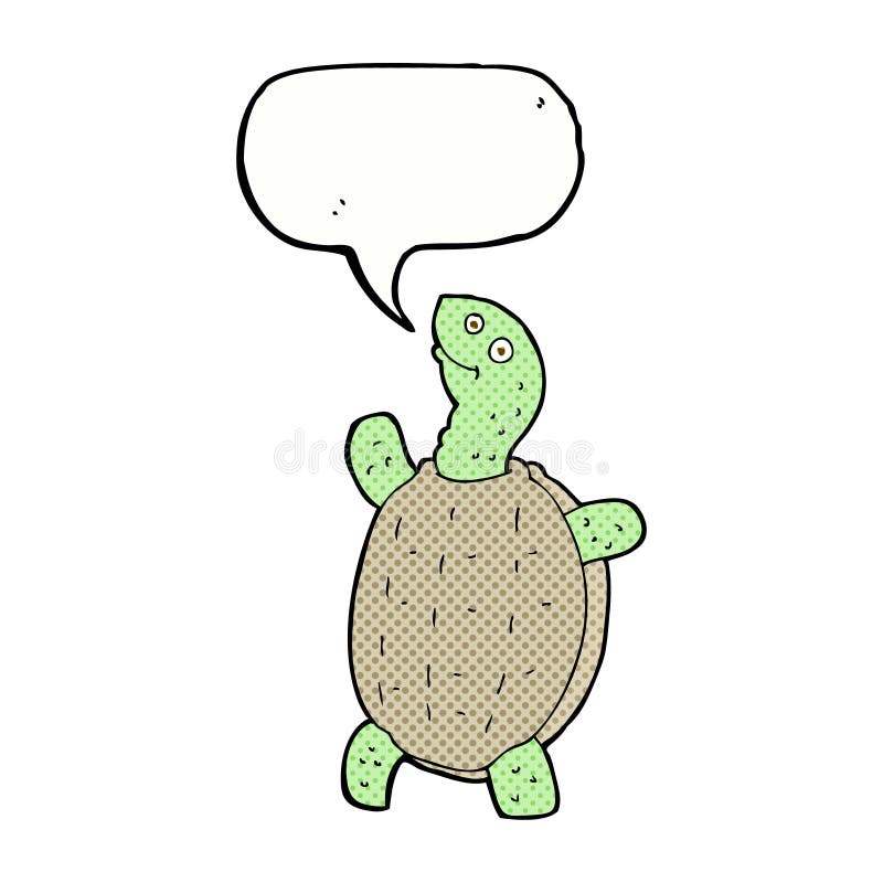 Cartoon Happy Turtle with Speech Bubble Stock Illustration ...