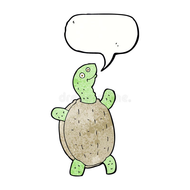 Cartoon Happy Turtle with Speech Bubble Stock Illustration ...