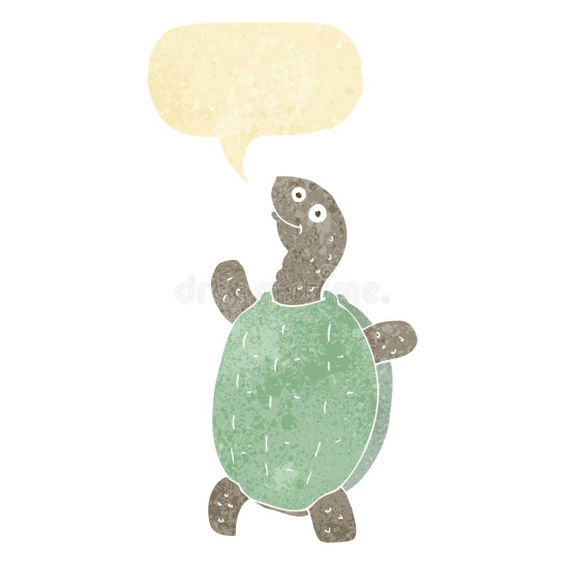 Cartoon Happy Turtle with Speech Bubble Stock Illustration ...