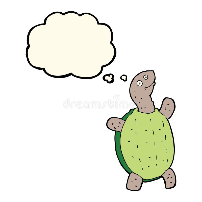 Cartoon Happy Turtle with Thought Bubble Stock Illustration ...