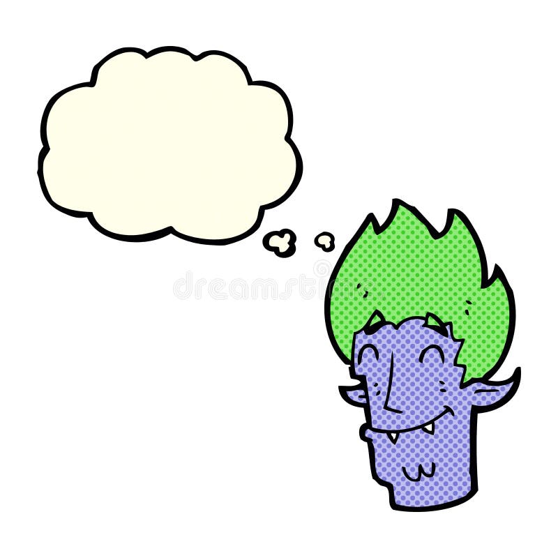 Cartoon Happy Vampire Head with Thought Bubble Stock Illustration ...