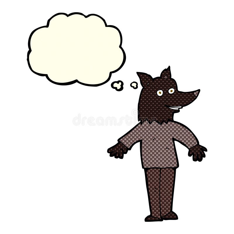 Cartoon Happy Werewolf with Thought Bubble Stock Illustration ...