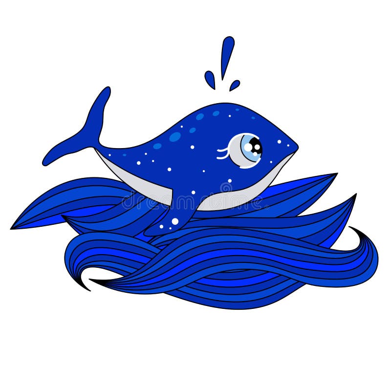 Cartoon Happy Whale. Whale on White Background Vector Illustration ...