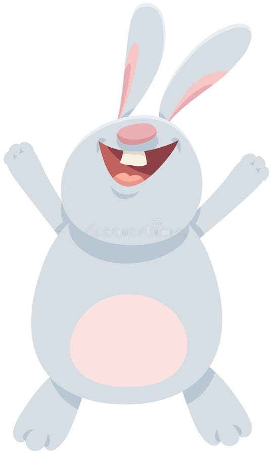 Cartoon Happy White Rabbit or Bunny Animal Character Stock Vector ...