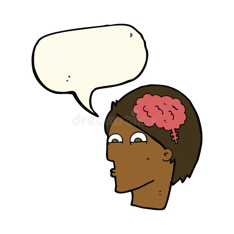 Cartoon Head with Brain Symbol with Speech Bubble Stock Illustration ...