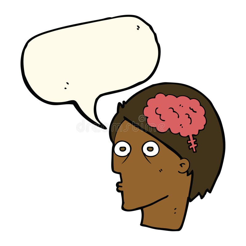 Cartoon Head with Brain Symbol with Speech Bubble Stock Illustration ...