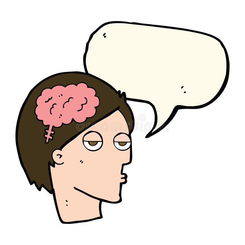 Cartoon Head with Brain Symbol with Speech Bubble Stock Illustration ...
