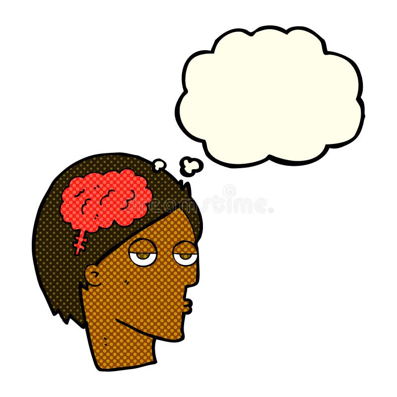 Cartoon Head with Brain Symbol with Speech Bubble Stock Illustration ...