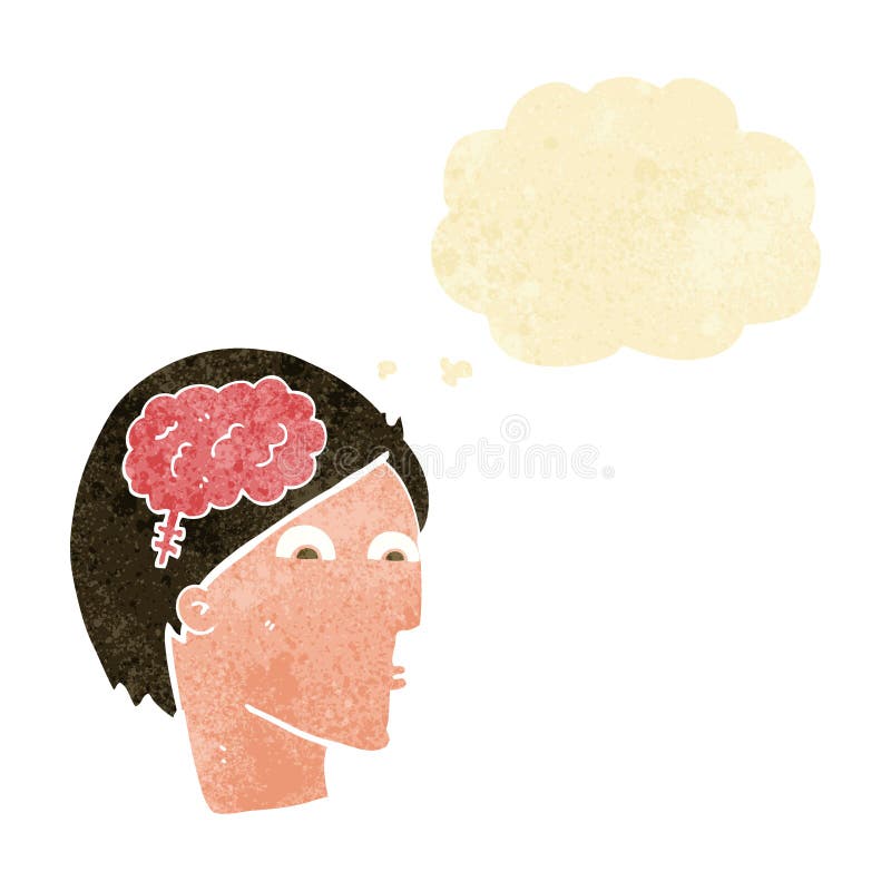 Cartoon Head with Brain Symbol with Thought Bubble Stock Illustration ...