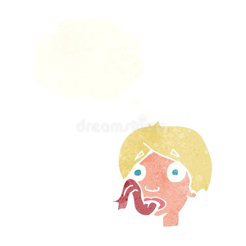 Cartoon Head Sticking Out Tongue with Thought Bubble Stock Illustration ...