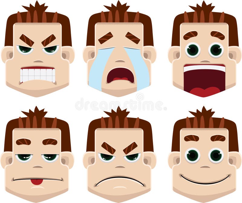 Cartoon heads stock vector. Illustration of emotions - 88052268