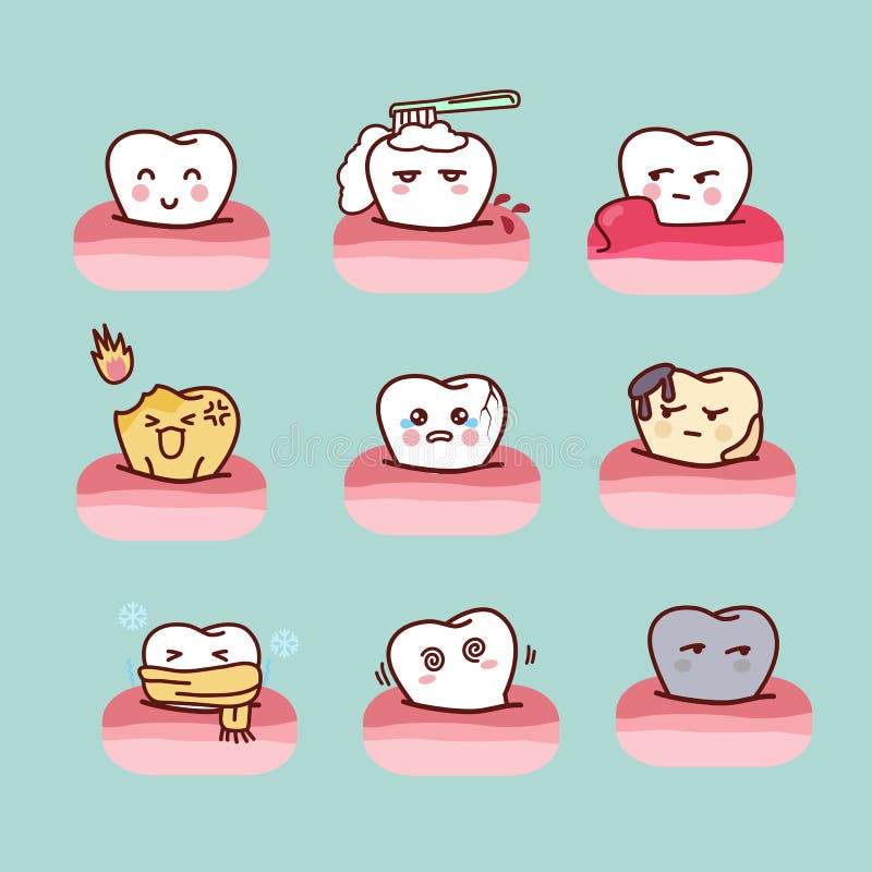Cartoon Healthy and Decayed Tooth Stock Vector - Illustration of ...