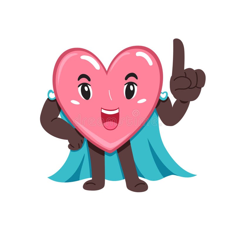 Cartoon Healthy Heart Superhero with Cape Stock Illustration ...