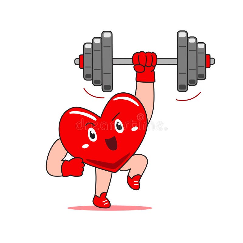 Cartoon Heart Character Doing Dumbbell Weight Training Stock Vector ...