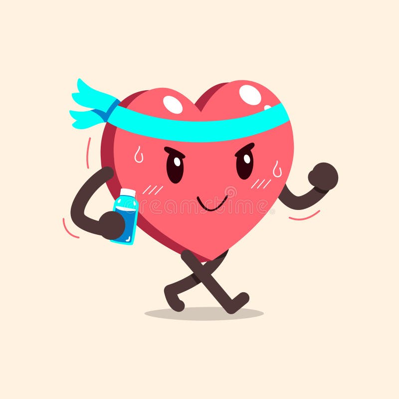 Cartoon Heart Character Exercises by Walking Stock Vector ...