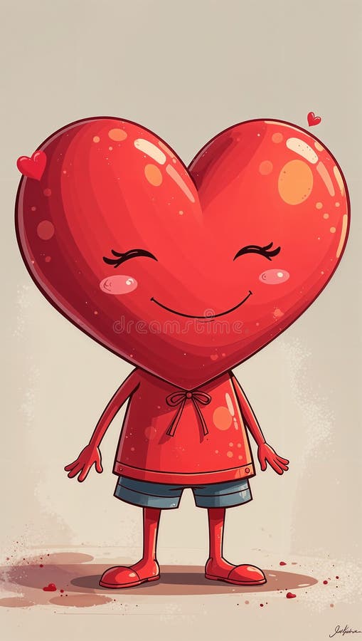 Cartoon Heart, Heart Cartoon Character Happy, Vertical Stock ...