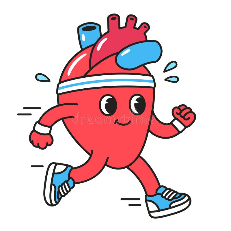 Cartoon Heart Character Running Stock Vector - Illustration of organ ...
