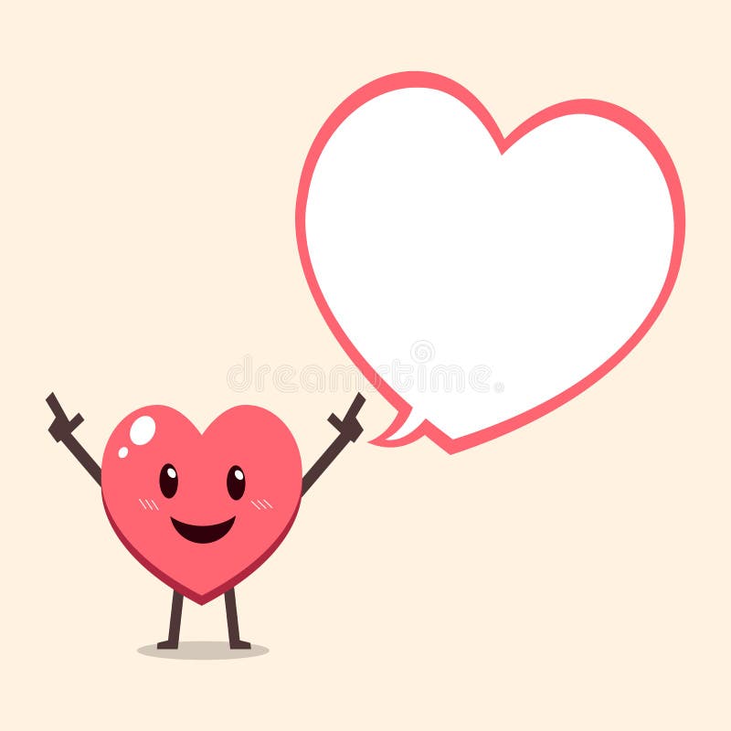 Heart Cartoon Character Speech Bubble Stock Vector - Illustration of ...