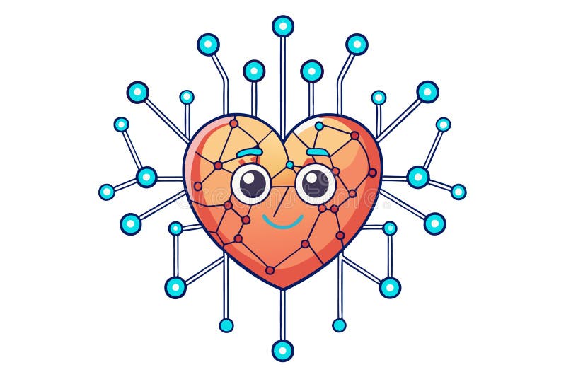 Cartoon Heart Embedded with Neural Connections, Representing Innovation ...