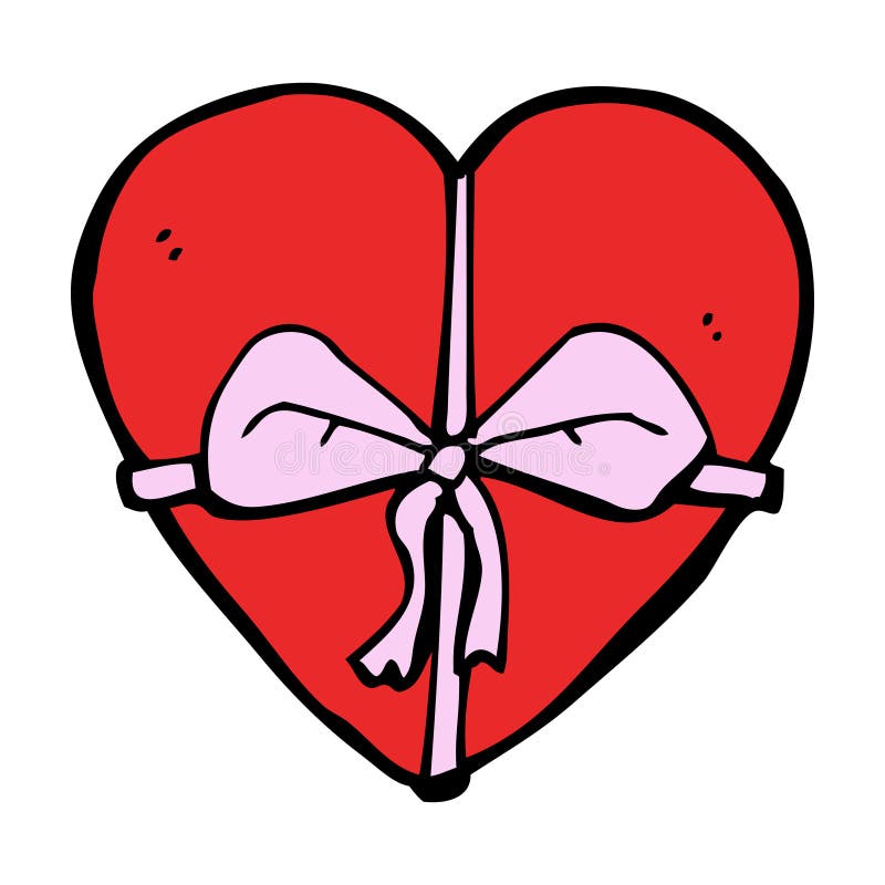 Cartoon Heart Shaped Present Stock Vector - Illustration of cheerful ...