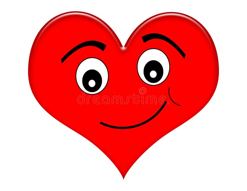 Cartoon Heart with Smile stock illustration. Illustration of symbol ...