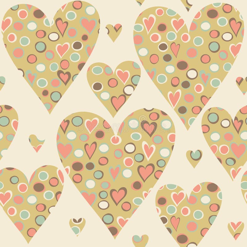 Cartoon Hearts and Circles Seamless Pattern. Stock Vector ...