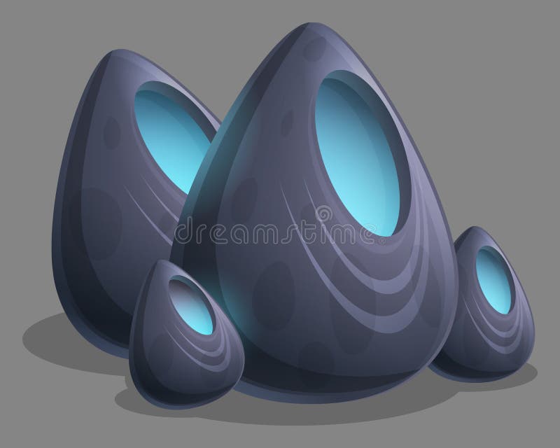 Cartoon Heavy Rocks with Glowing Circle. Stock Vector - Illustration of ...