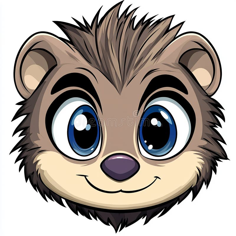 Cartoon Hedgehog Face Illustration with Big Eyes Stock Illustration ...