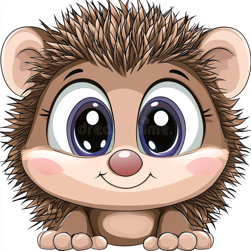Cartoon Hedgehog Face Illustration with Big Eyes Stock Illustration ...