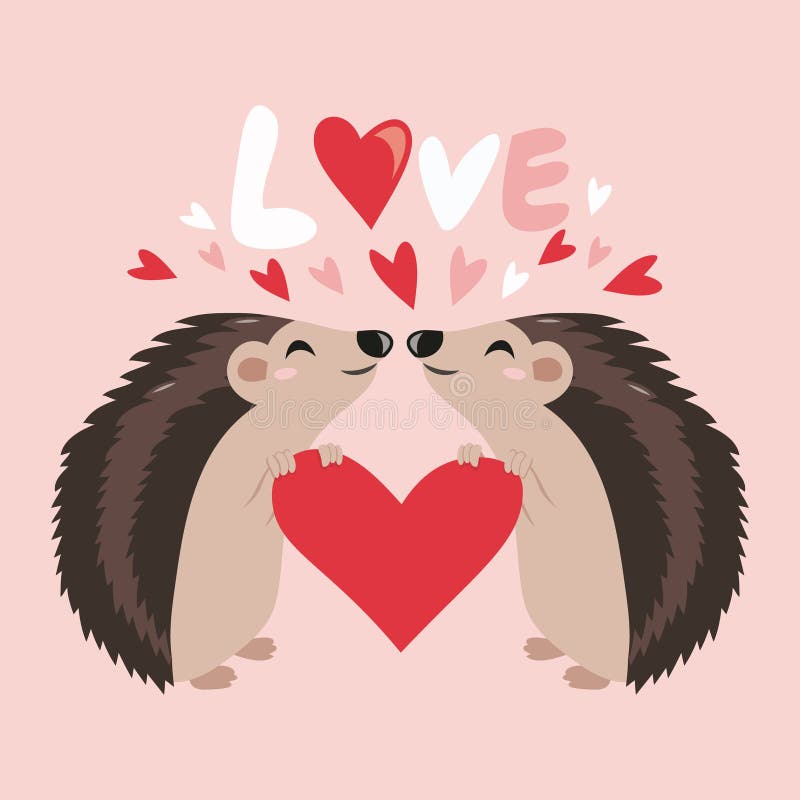 Cartoon Hedgehogs Love stock vector. Illustration of design - 239194451