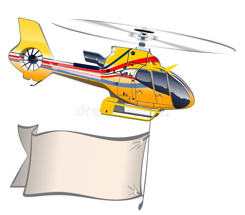 Cartoon Helicopter with Banner Stock Vector - Illustration of cockpit ...