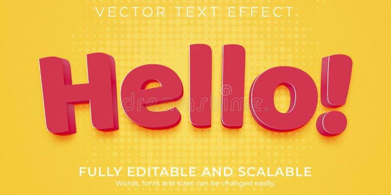 Cartoon Hello Text Effect, Editable Comic and Funny Text Style Stock ...