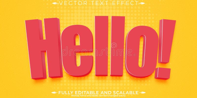 Cartoon Hello Text Effect, Editable Comic and Funny Text Style Stock ...