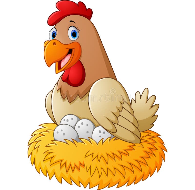 Cartoon hen with egg stock vector. Illustration of chicken - 65335077