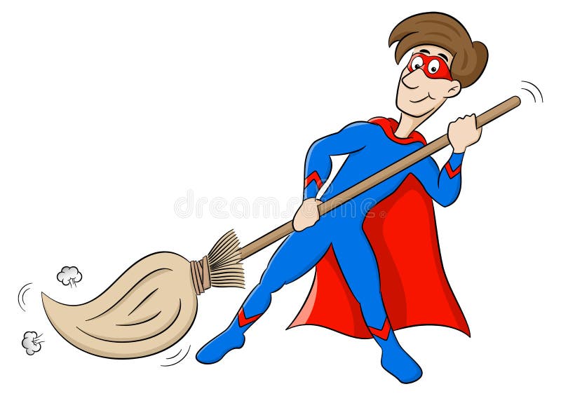 Super Mom Sweep the Floor, Character with Child Stock Vector ...