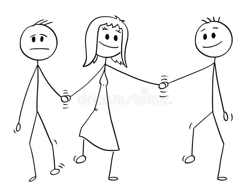 Cartoon Of Heterosexual Couple Of Man And Woman With Heart Above Them Stock Vector
