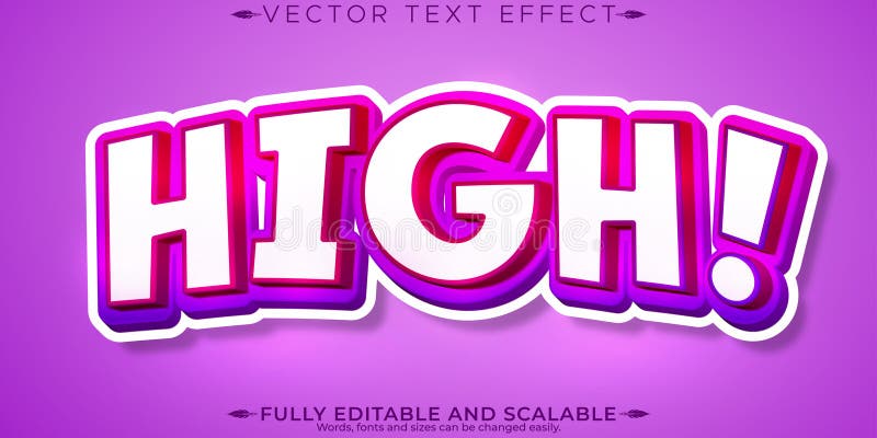 Cartoon High Text Effect, Editable Comic and Funny Text Style Stock ...
