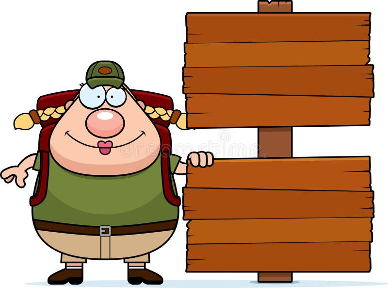 Cartoon Hiker Sign stock vector. Illustration of wooden - 51381512