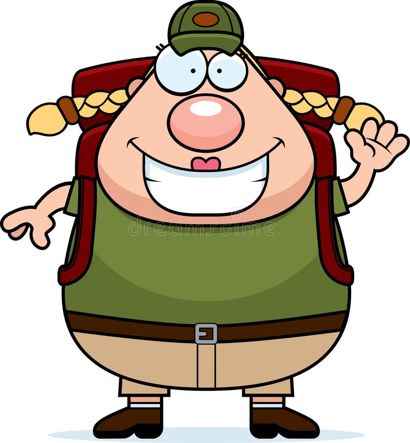 Cartoon Hiker Waving stock vector. Illustration of camping - 51381699